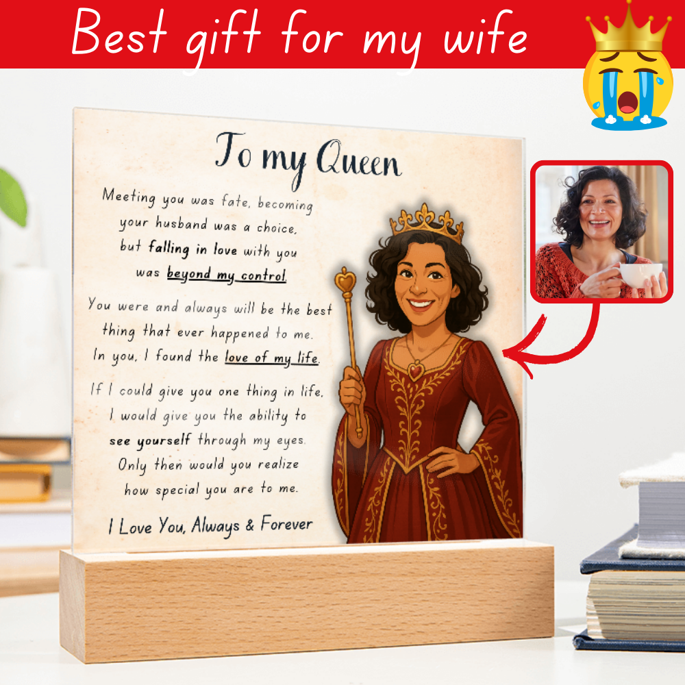 [Personalized] "To My Queen" Acrylic Plaque for Your Wife